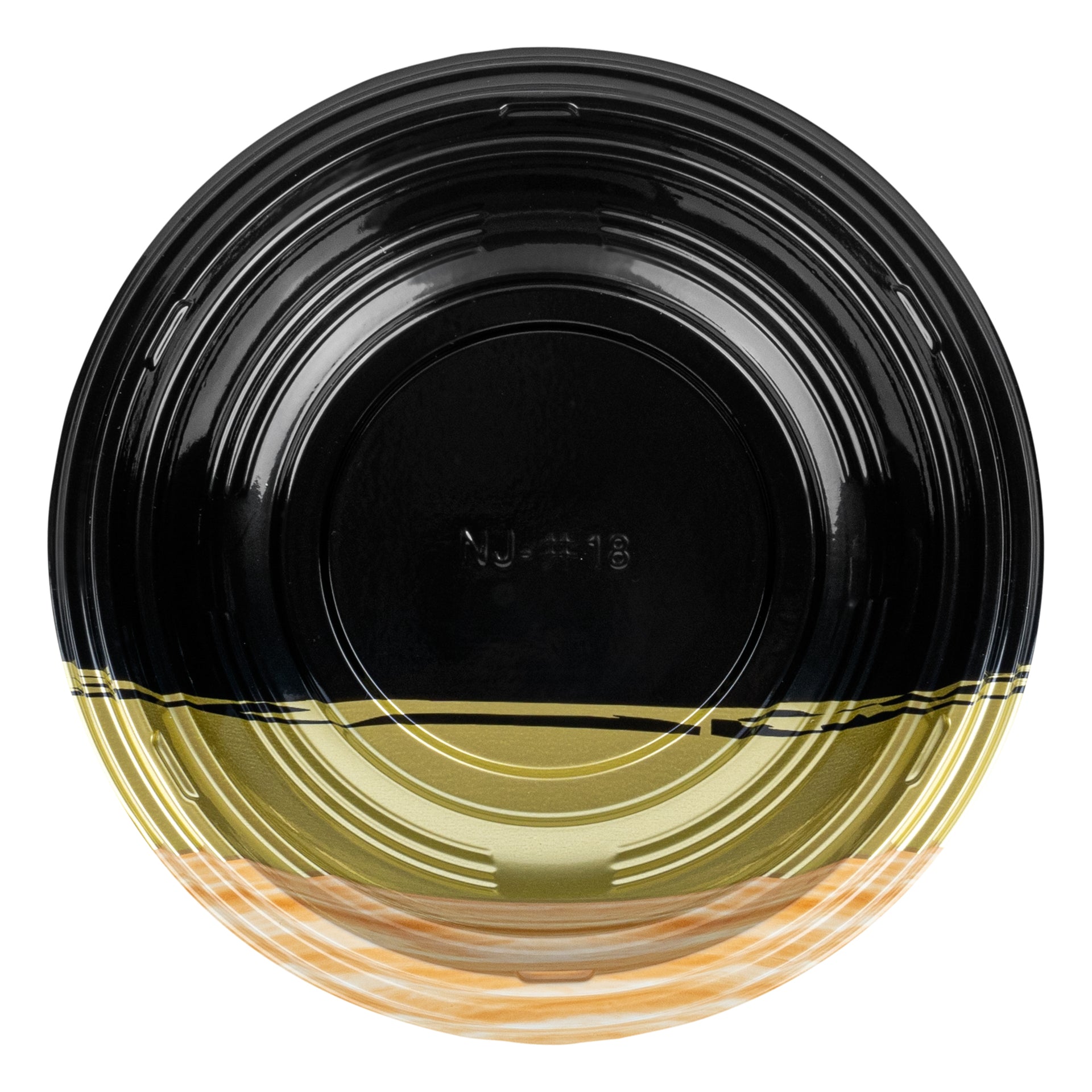 Bento Tek 14 oz Round Black and Gold Plastic Asian Style Bowl - 7" x 7 ...