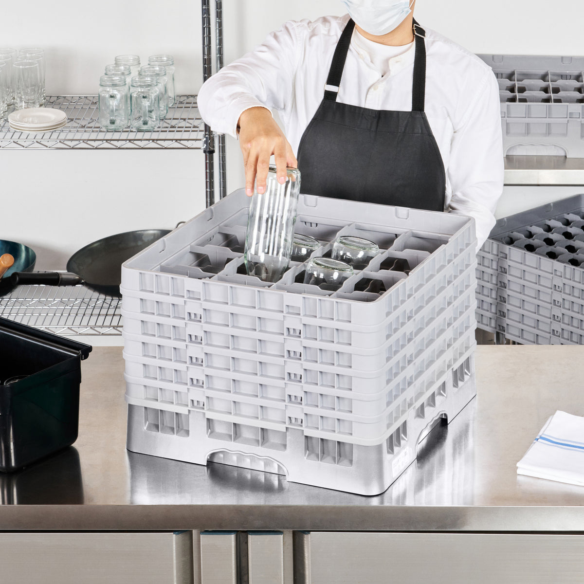 Clean Tek Professional Gray Glass Rack - 16 Compartments, 1 Full Drop ...