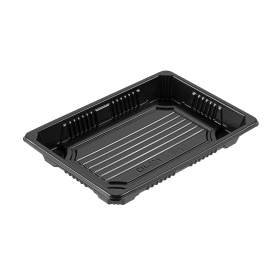 Roku Rectangle Black Plastic Take Out Sushi Tray - with Clear Lid - 6 1 ...