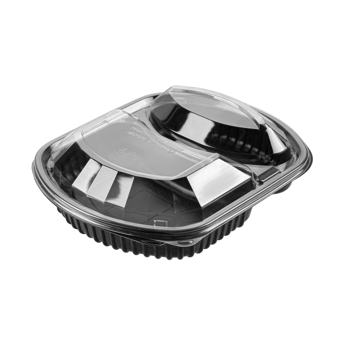 Chef 101 36 oz Rectangle Black Plastic Food Container - with Clear Lid ...