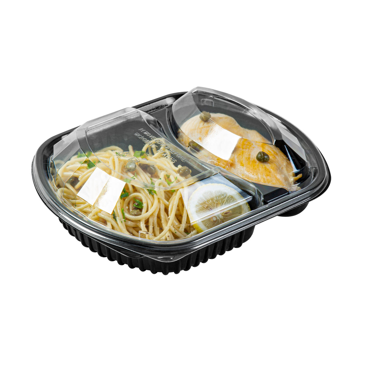 Chef 101 36 oz Rectangle Black Plastic Food Container - with Clear Lid ...