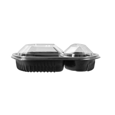 Chef 101 36 oz Rectangle Black Plastic Food Container - with Clear Lid ...