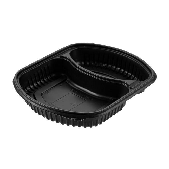 Chef 101 36 oz Rectangle Black Plastic Food Container - with Clear Lid ...