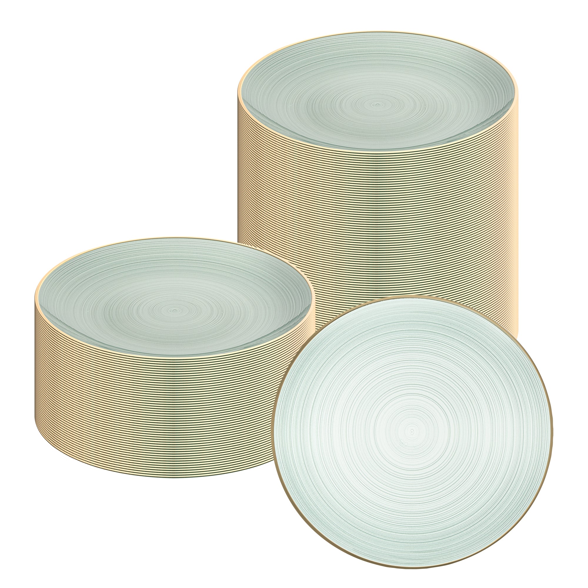 Moderna Round Green Translucent Plastic Gold-Rimmed Plate - Rippled ...