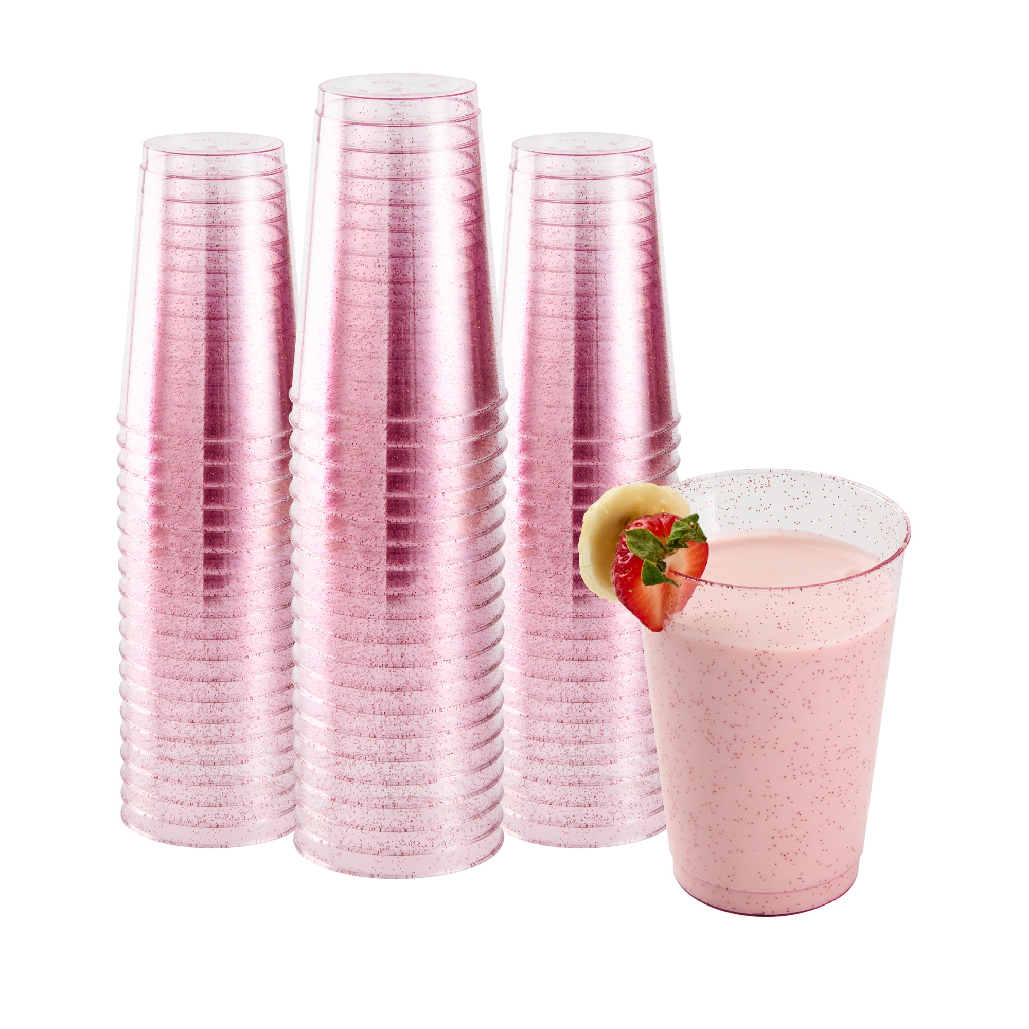 RW Base 12 oz Pink Glitter Plastic Tumbler - 3" x 3" x 4 1/4" - 500 ...