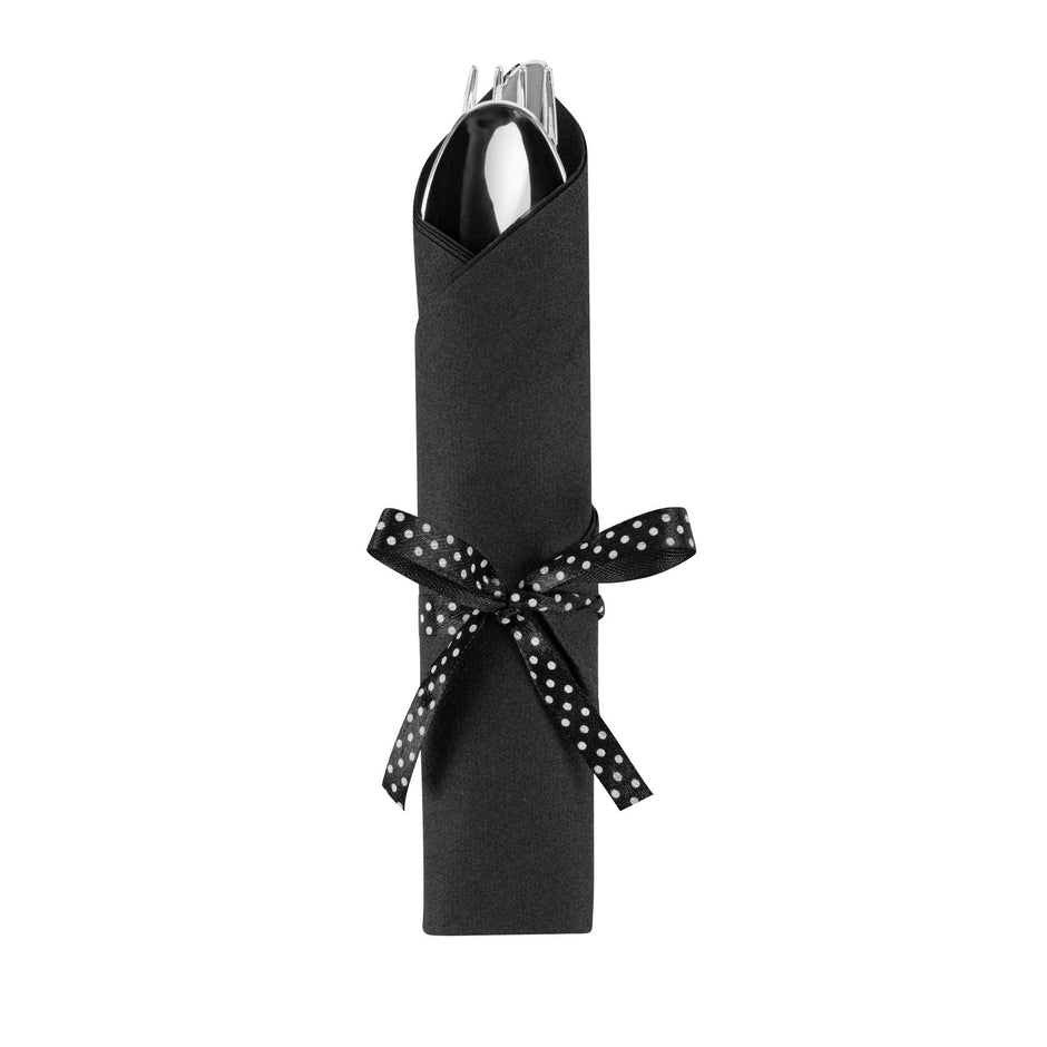 Argento Silver Plastic Cutlery Set - with Black Napkin, Polka Dot ...