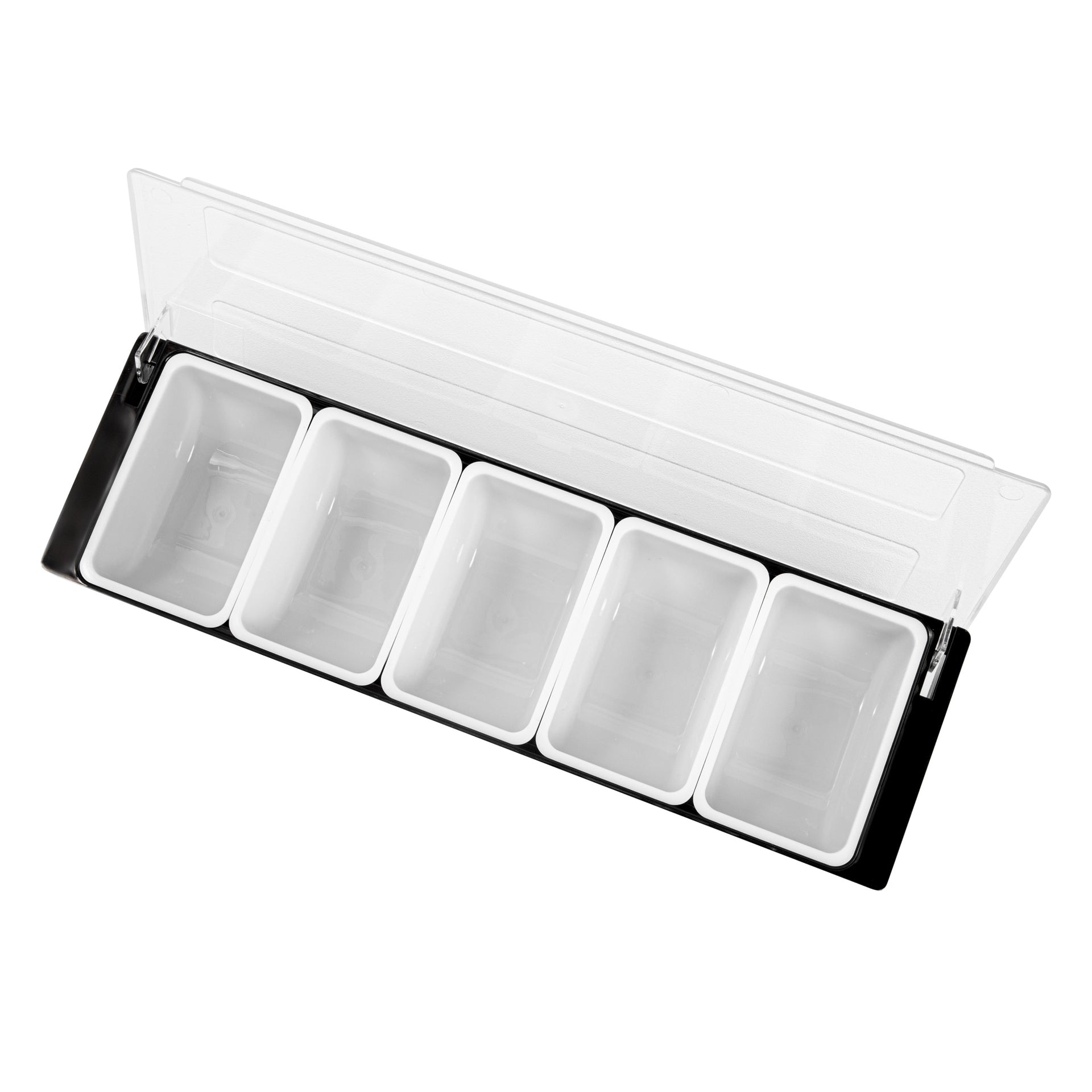 Bar Lux Black Plastic Condiment Caddy - 5 Compartments - 19 1/2" x 6 1/ ...