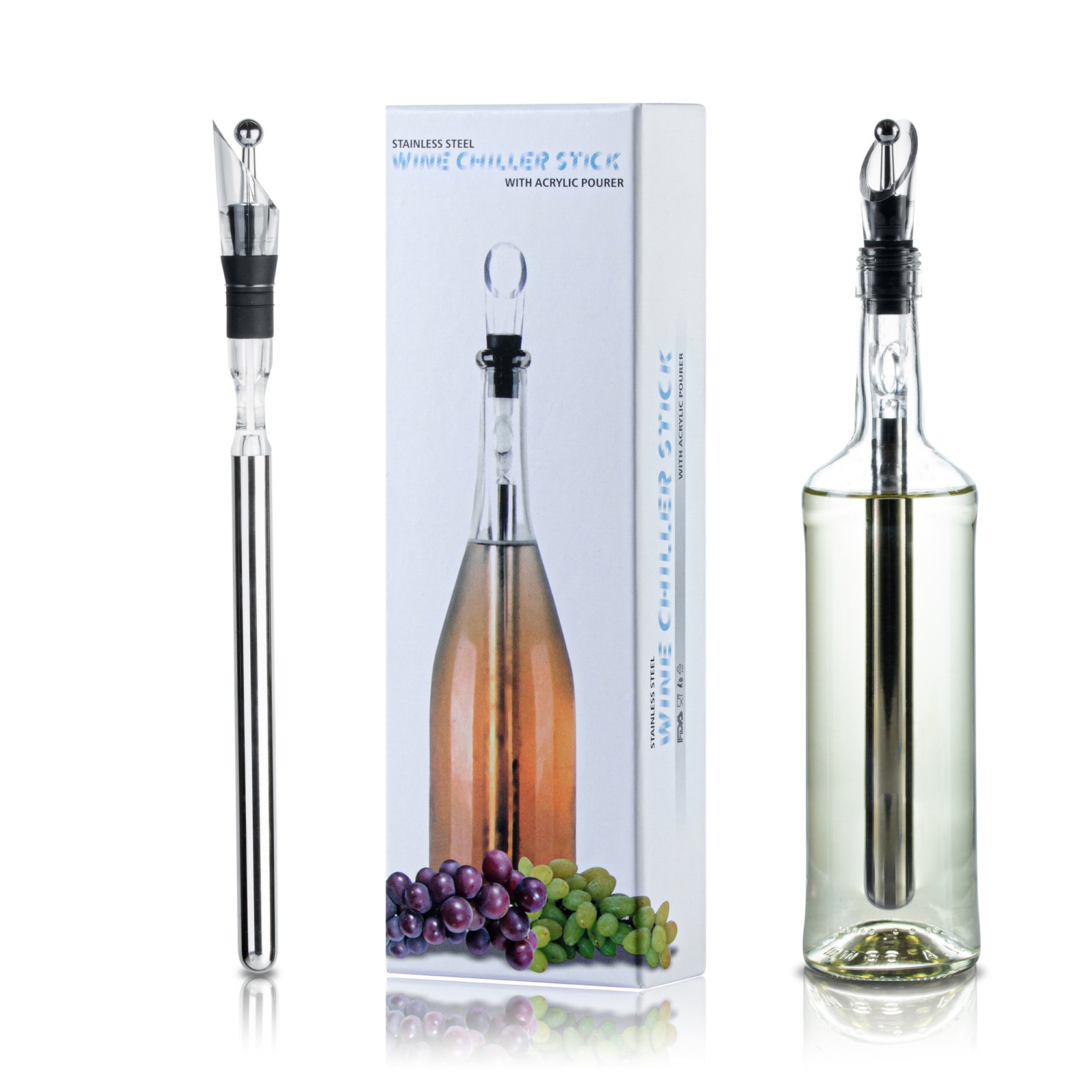 Bar Lux Stainless Steel Wine Chiller Stick / Pourer - with Aerator and ...