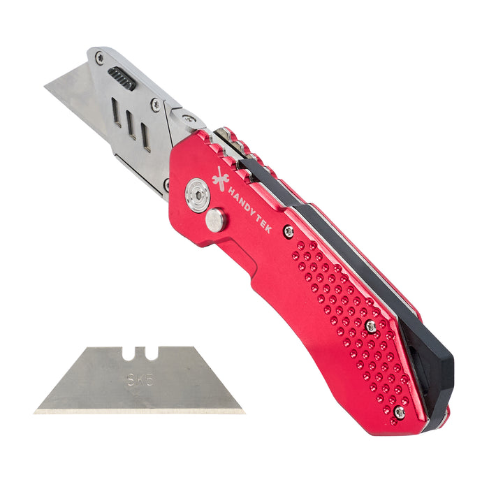 Handy Tek Red Folding Utility Knife - Quick Change, Lock Back, Heavy ...