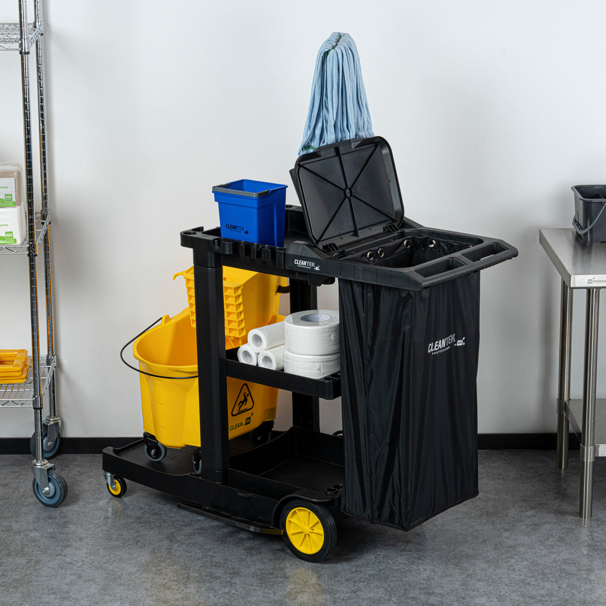 Clean Tek Professional Black Plastic Bag - for Heavy Duty 3-Shelf ...