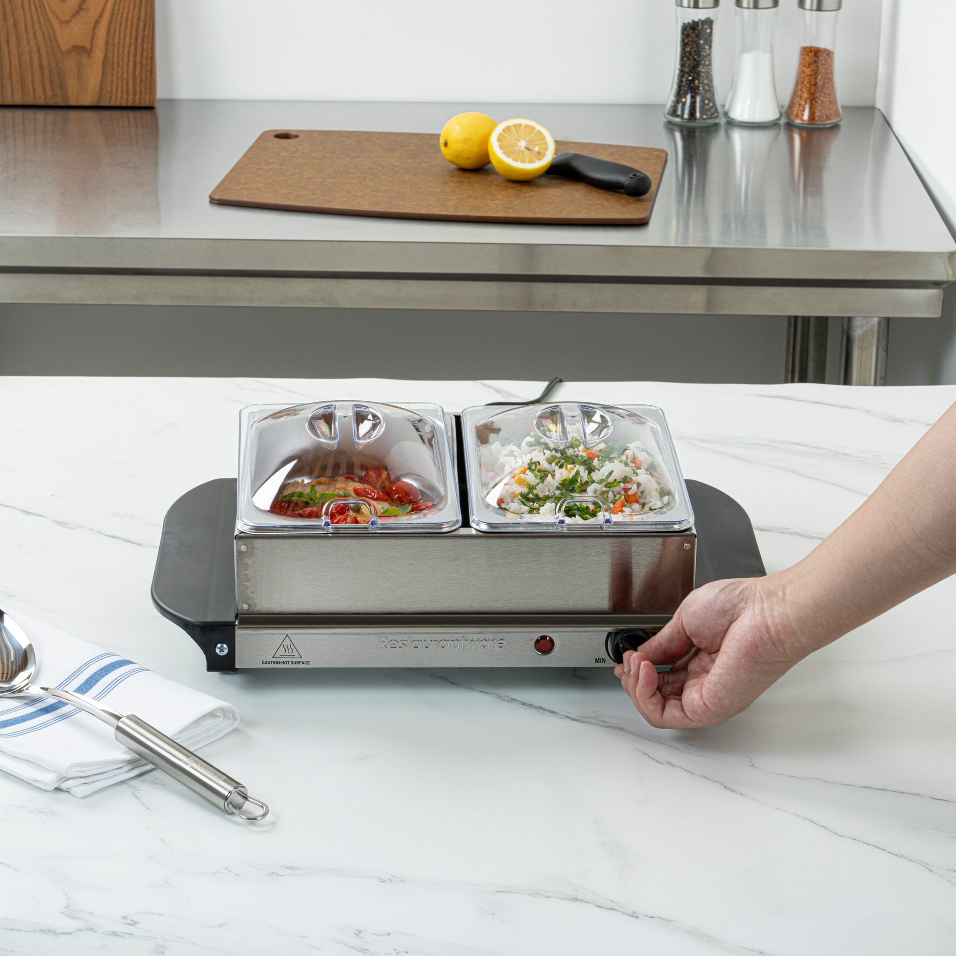 Kitchen Tek Stainless Steel Buffet Server and Food Warmer - 120V, with ...