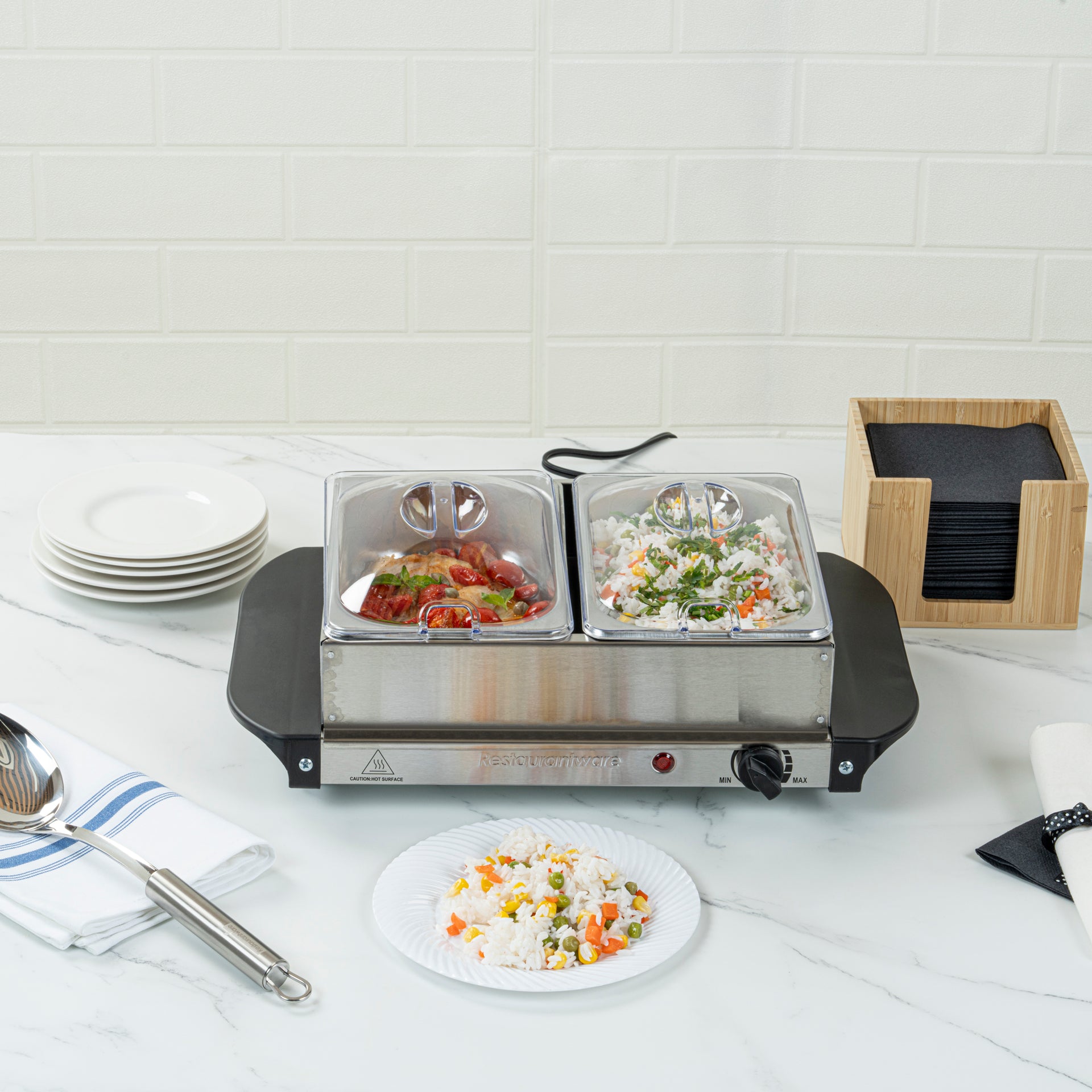 Kitchen Tek Stainless Steel Buffet Server and Food Warmer - 120V, with ...