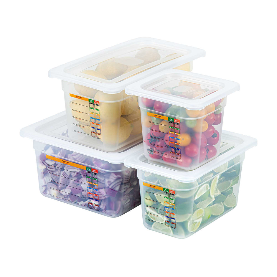 Met Lux 4-Piece Translucent Polypropylene Food Pan Set - 6" Deep, with ...