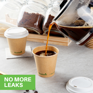 Sustain 8 oz Kraft Paper Coffee Cup - PLA Lining, Compostable, Single ...