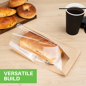 Bag Tek Kraft Paper Large Bread Bag - Side Window - 6" x 2 3/4" x 11 1/ ...