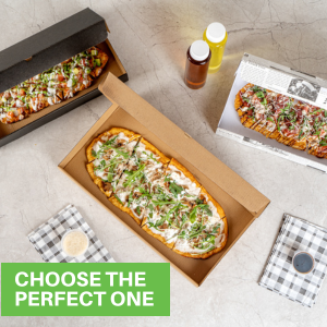 Eco Pie Kraft and Black Paper Corrugated Flatbread Box - 14" x 7" x 1 1 ...